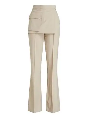 Helmut Lang Layered Twill Bootcut Pants - Beige