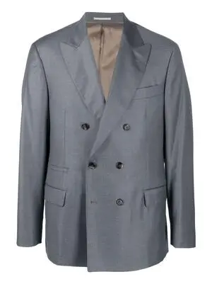 Brunello Cucinelli Double-breasted Wool Blazer - Grey
