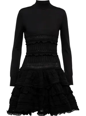 Alaïa Crinoline Wool Minidress - Black