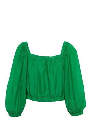 Velvet By Graham & Spencer Cotton And Silk Top - Green