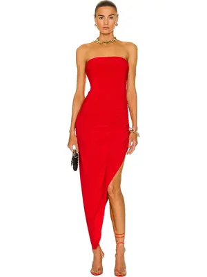 NORMA KAMALI Norma Kamali Strapless Side Drape Gown