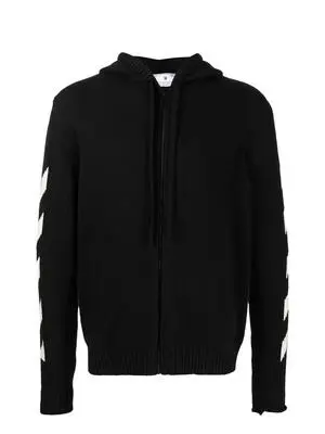 Off-White Diag-stripe Print Hoodie - Black