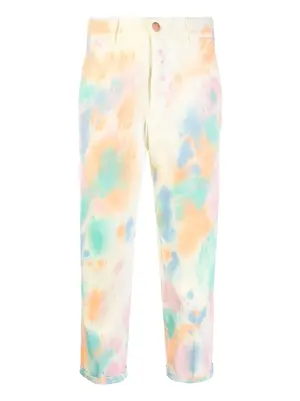PT TORINO Abstract-print Cropped Trousers - Neutrals
