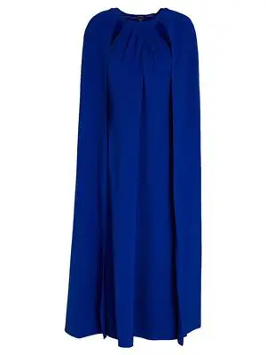 MARCHESA Cape-Effect Pleated Crepe De Chine Midi Dress