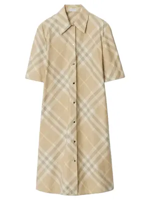 Burberry Burberry Checked Cotton Poplin Shirt Dress Flax