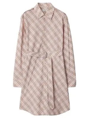 Burberry Burberry Checked Cotton Poplin Shirt Dress Floss
