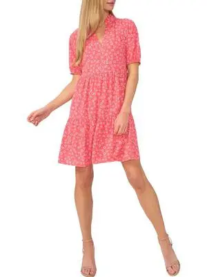 CECE DUPRAZ CeCe Brooke Ditsy Floral Minidress Calypso Coral