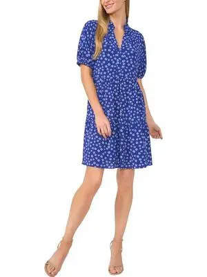 CECE DUPRAZ Brooke Ditsy Floral Minidress - Twilight Blue