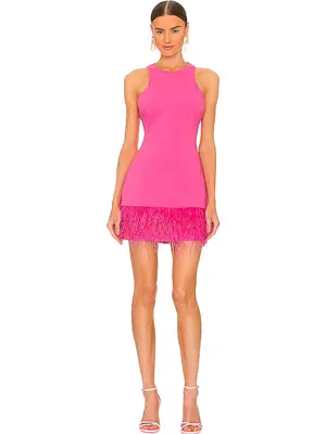 Likely Cami Feathered Hem Dress - Pink Sugar