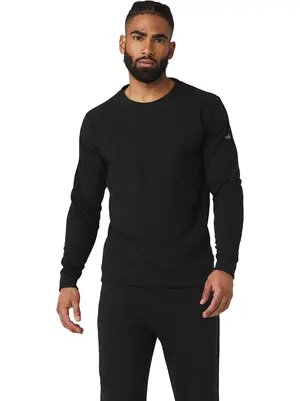 Alo Yoga Qualifier Crewneck Top Black Slub