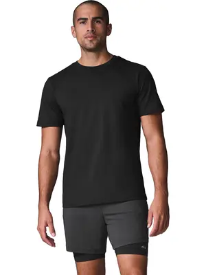 Alo Yoga Conquer Reform Crewneck Short Sleeve Top - Black