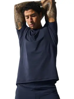 Alo Yoga Conquer Reform Crewneck Short Sleeve Top - Navy