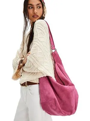 Free People Suede Hobo Tote Bag - Magenta