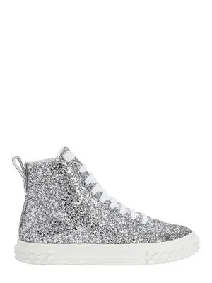 GIUSEPPE ZANOTTI Glitter High-top Sneakers - Silver