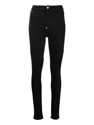 Philipp Plein High-waisted Biker Jeans - Black