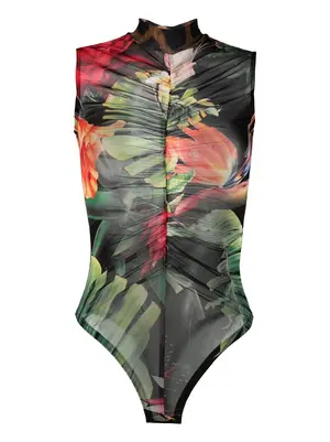 Philipp Plein Floral Sleeveless Bodysuit - Black