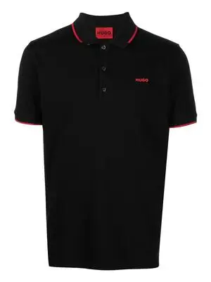 Hugo Logo-print Polo Shirt - Black