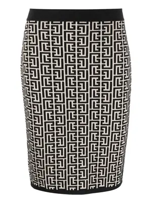 Balmain Monogram Pattern Mini Skirt - Neutrals