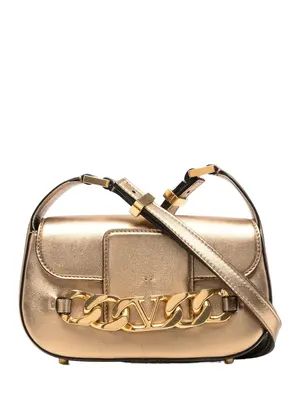 Valentino Garavani Vlogo Chain Leather Shoulder Bag - Gold