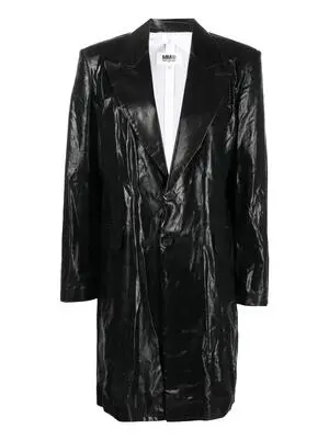 MAISON MARGIELA Coated Single-breasted Coat - Black