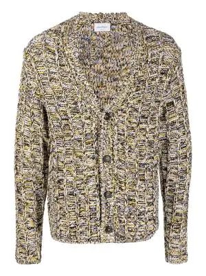 FERRAGAMO Chunky-knit V-neck Cardigan - Yellow