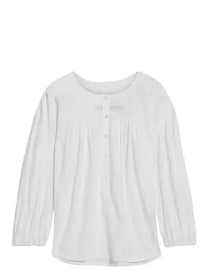 Raquel Allegra Poet Gathered Cotton-gauze Blouse - White