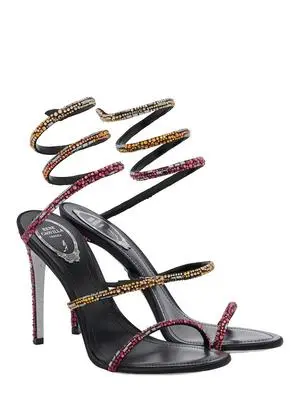 Rene Caovilla Cleo Embellished Satin Sandals - Black