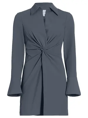 Cinq À Sept Mckenna Knot-front Shirtdress Shadow