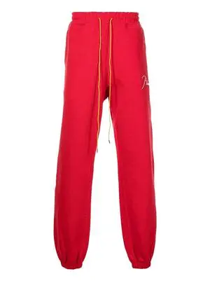 Rhude Embroidered-logo Tapered Joggers - Red
