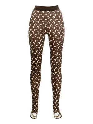 MARINE SERRE Fuseaux Crescent Moon-print Stirrup Leggings - Brown
