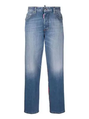 Dsquared2 Contrast Panel Straight-leg Jeans - Blue