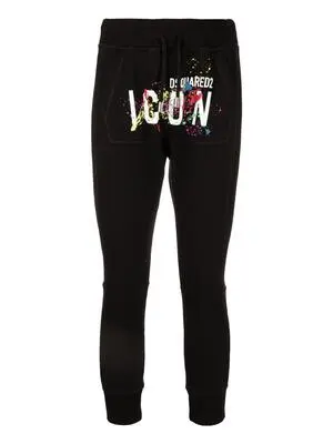 Dsquared2 Icon Splatter-print Track Pants - Black