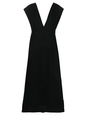 ST. AGNI Origami Linen Midi Dress - Black