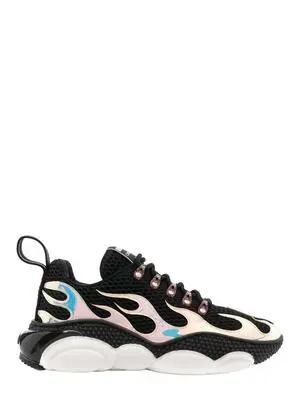 Moschino Flame-effect Lace-up Sneakers - Black