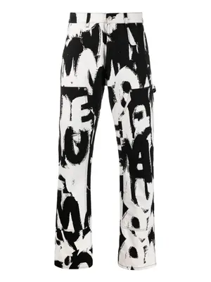 Alexander McQueen Graffiti Straight-leg Jeans - White
