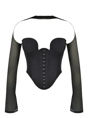 House Of Cb Mina Plunge Corset Top - Black
