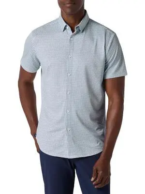 Mizzen+main Halyard Dot Short Sleeve Button-up Shirt - Blue Geo Twill Print