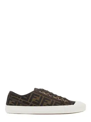 Fendi Ff Jacquard Low-top Sneakers - Brown