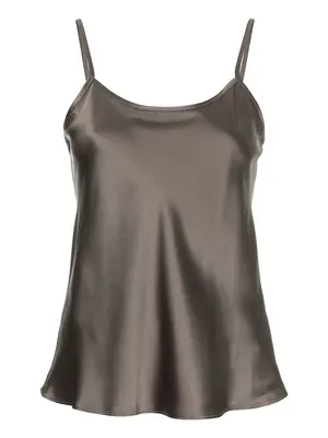 Voz Flared Silk Vest Top - Grey
