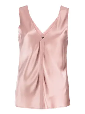 Voz Raw-cut Silk Tank Top - Pink