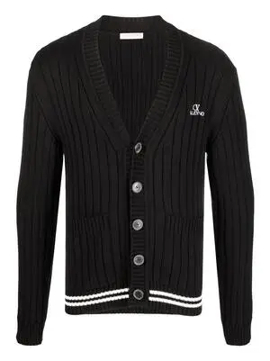 Valentino Garavani Ribbed-knit V-neck Cardigan - Black