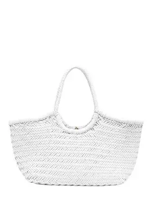 Dragon Diffusion Woven Leather Shoulder Bag - White