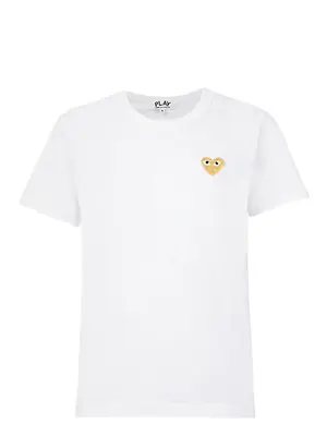 Play Comme Des Garcon Heart-embroidered T-shirt - White
