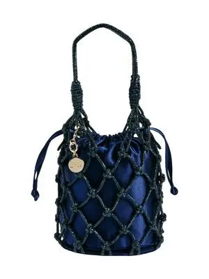 Judith Leiber Sparkle Net Pouch - Champagne Dark Indigo
