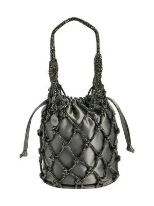 Judith Leiber Sparkle Net Pouch - Silver Hematite