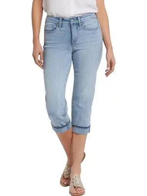 NYDJ Marilyn Roll Cuff Cropped Capri Jeans - Santiago Sea