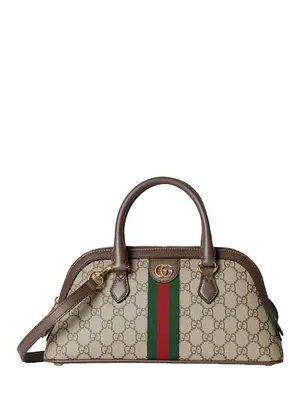 Gucci Ophidia Medium Top Handle Bag Beige And Ebony Gg Supreme