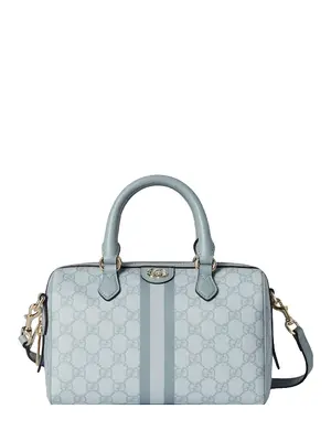 Gucci Ophidia Medium Top Handle Bag Dusty Blue Gg Supreme