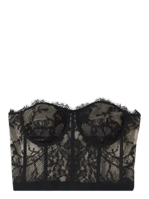 Alexander McQueen Satin-trimmed Cotton-blend Corded Lace Bustier Top - Black
