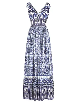 Dolce & Gabbana Majolica-print Maxi Dress - Blue